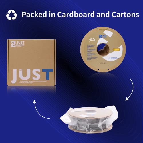 JUSTMAKER Matte PLA+ 3D Printer Filament, Upgrade Cardboard Spool, Dimensional Accuracy +/-0.03mm, 1.75mm, 1kg