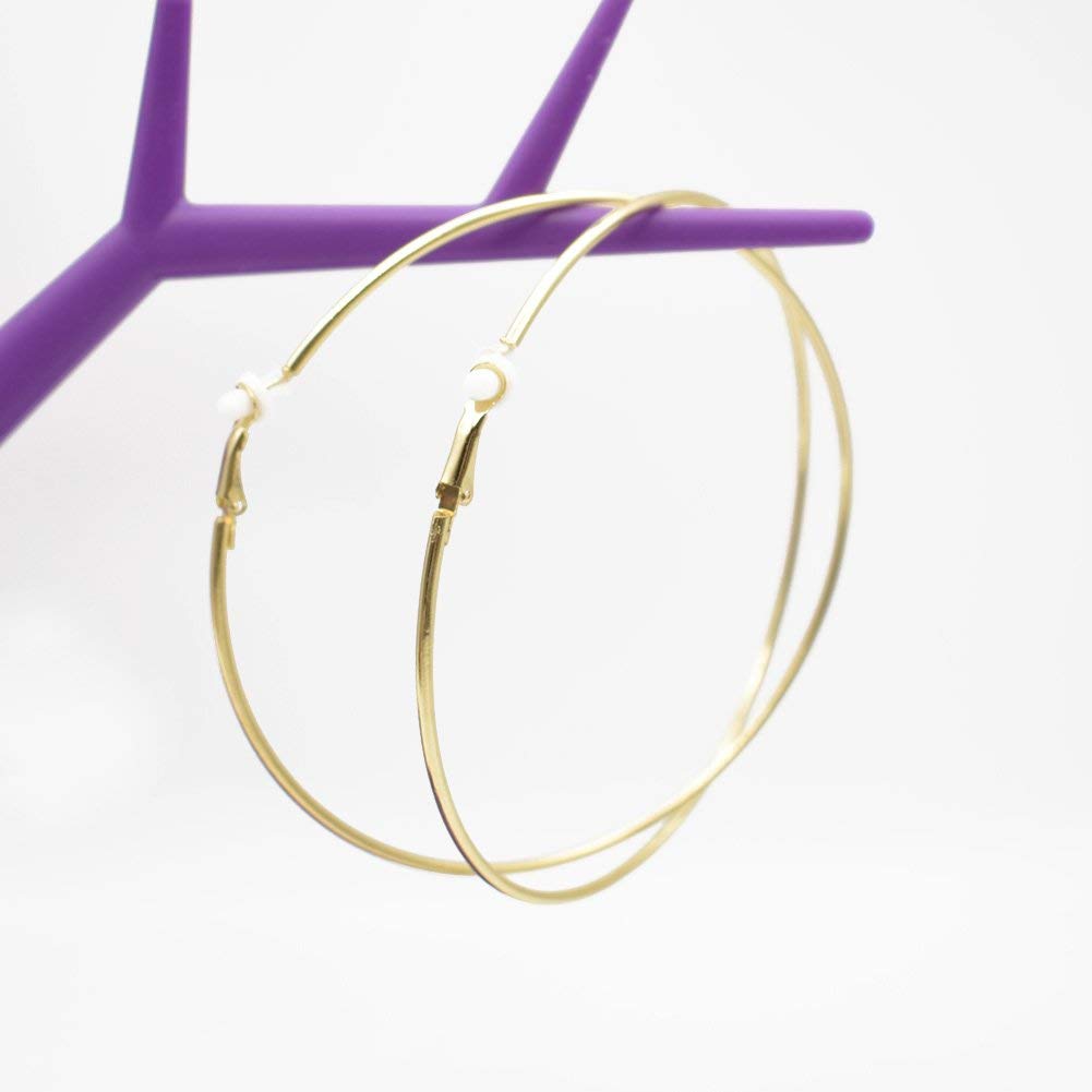 Extra Large Non Pierced Earrings for Women Men - Big Round Circle Clip On Huggie Hoop Earrings Hypoallergenic (Gold, 100)