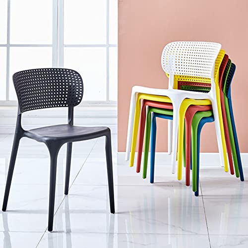 LITFAD Modern Indoor-Outdoor Plastic Dining Armchair Home Open Back Dining Chairs Set for 4 Simple Chairs for Dining Room Restaurant Office - Black Set of 4