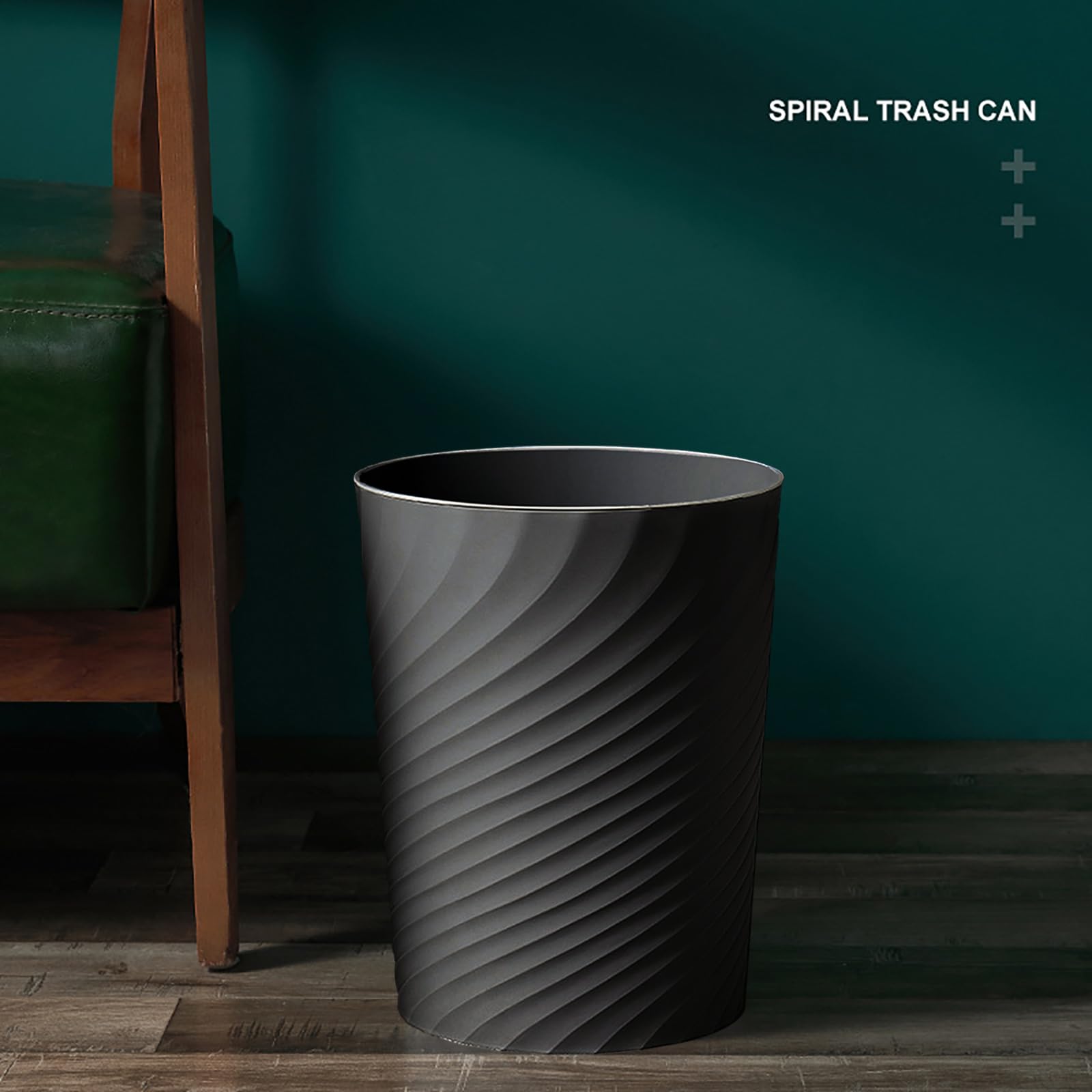 HOLTPHILI Small Bathroom Trash Can 1.8 Gallon Wastebasket Recycling Bin for Bedroom Office Kitchen (Black,2 Pack)