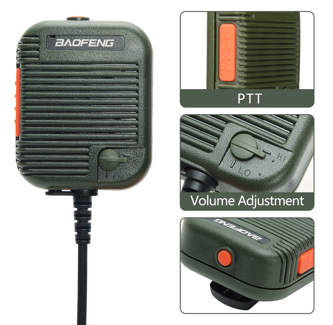 Baofeng AR-152 Tactical Speaker Mic Shoulder Microphone Volume Adjustable Military Grade Handheld Speaker for BaoFeng UV-5R UV-82 BF-888S RETEVIS TYT Pxton BTECH Kenwood Radios