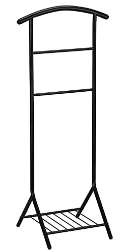 KB Designs - Suit & Tie Freestanding Valet Stand Clothing Organizer Rack, Black