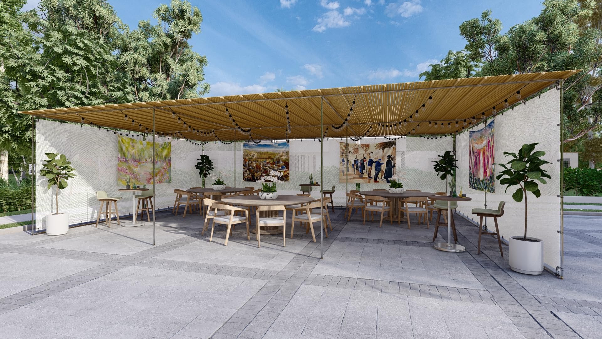 The Sieger Open Air Sukkah - Full Mesh Walls to Keep You Cool - Complete Kit Including frame walls Bamboo Mats & Support Poles - Easy to Assemble - No Tools Required (6x8)