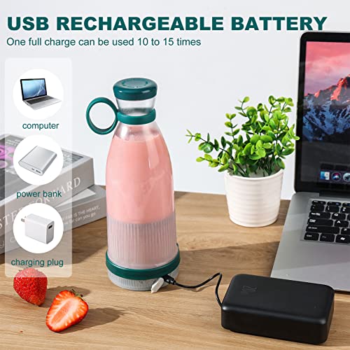 Portable Blender, Personal Blender for shakes and smoothies,Mini Blender,390 ml Capacity (13 oz), Small Blender, with Sharp 6 Blades,Travel Blender,USB Charging is Applicable to Travel,Outdoor,Gym and Office…
