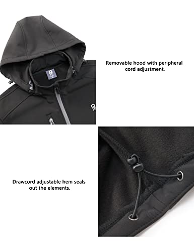 Little Donkey Andy Women’s Softshell Jacket, Ski Snowboarding Jacket with Removable Hood, Fleece Lined and Water Repellent Black M