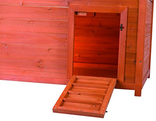 TRIXIE Natura Duck Coop with Ramp, Pull-Out Tub, Hinged Roof, Brown, 36x30x27