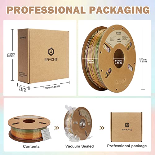 ERYONE Metal Luster Silk Rainbow Filament PLA 1.75mm for 3D Printer +/- 0.03 mm, 1kg (2.2LBS)/Spool