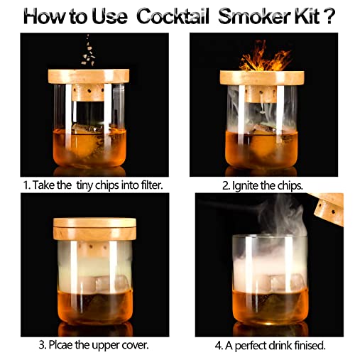 Cocktail Smoker Kit- Whiskey Smoker, Drink Smoker Infuser Kit for Bourbon, Cocktail, Whiskey, Gift for Men, Cocktail Smoker Kit