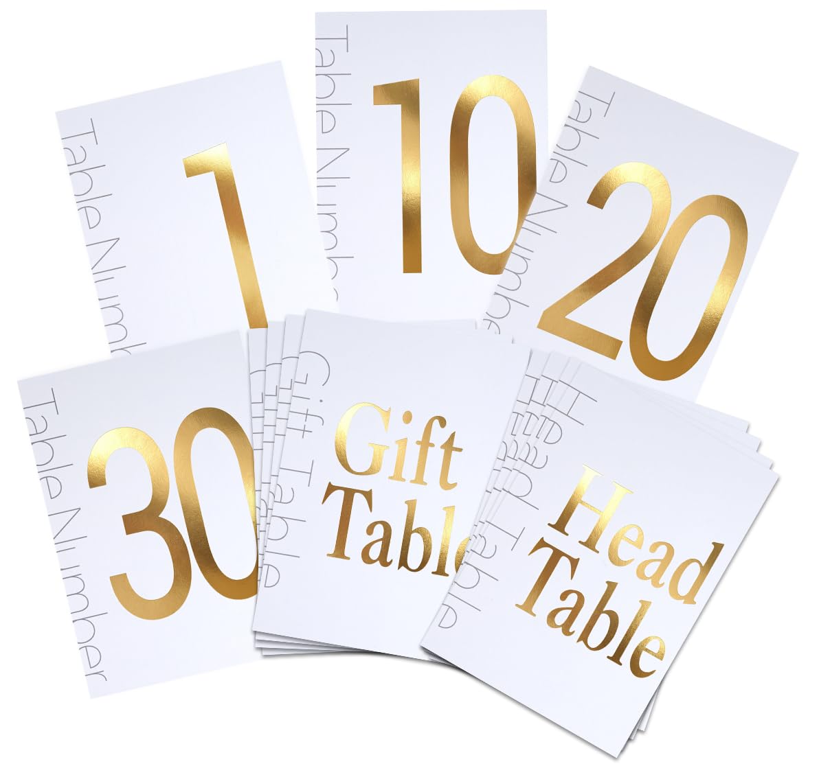 ElegaAura 32 Pcs Wedding Table Numbers, Gold Table Numbers for Wedding Reception, Double Sided Foil Number Cards 1-30 + Head & Gift Table, 4x6 in Table Signs for Restaurant, Baby Shower, Party, Event