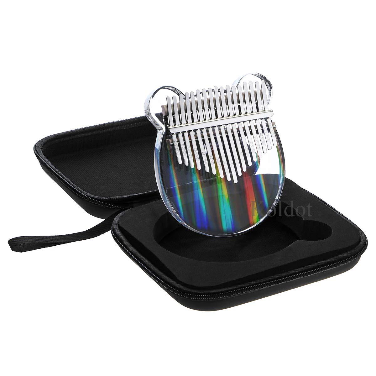 Rainbow Clear Kalimba Thumb Piano Bear Shaped 17 Key Solid Finger Piano Transparent Body Cute Crystal Acrylic Kalimba With Hard Case Gifts with Tuning Hammer