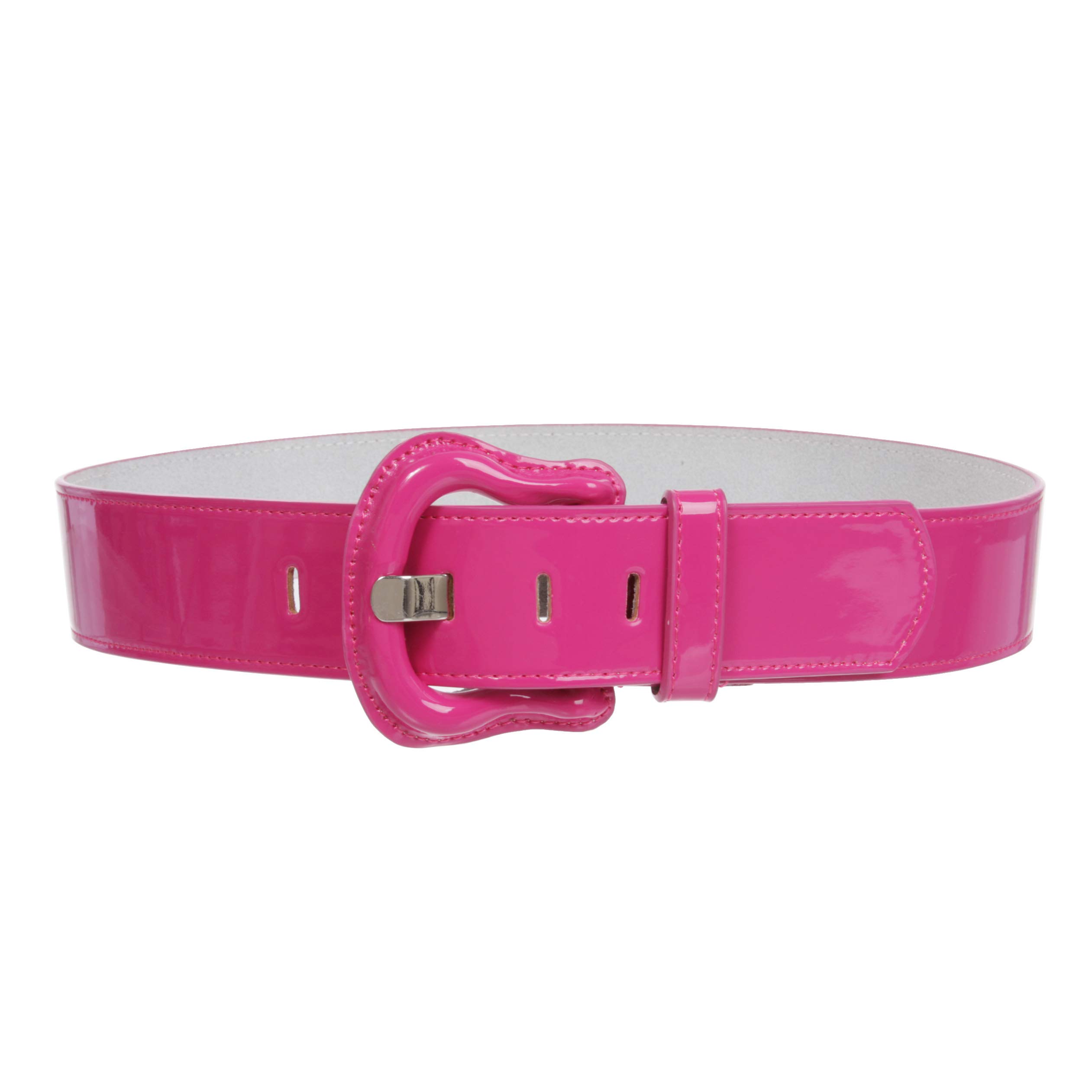 beltiscool Women's Western High Waist Wide Patent Fashion Plain Leather Belt, Hot Pink | M/L - 36"