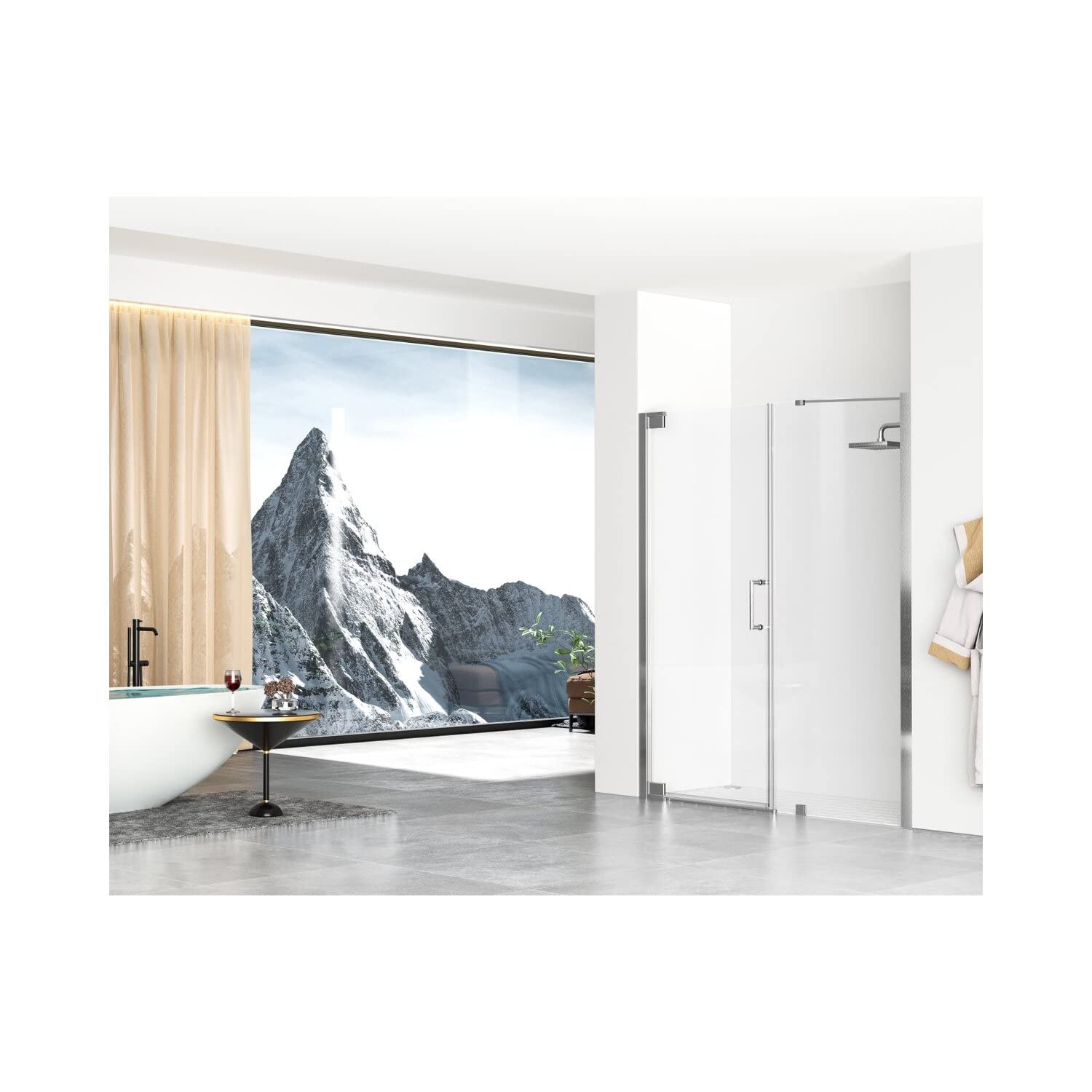 Elegant Kitchen and Bath SD404-6072BNK Semi-Frameless hinged Shower Door 60 x 72 Brushed Nickel