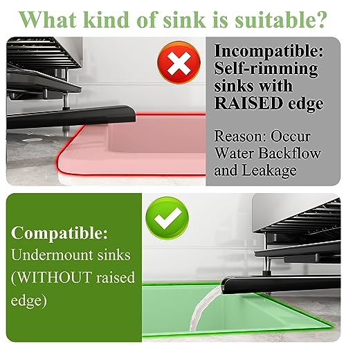 Dish Drying Rack - Expandable Dish Rack - Large Stainless Steel Dish Dryer Racks for Kitchen Counter with Wine Glass Holder, Cutlery Holder, Black