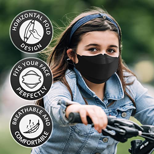 Keangs Kids Face Masks 50 Count (For Kids), Breathable Protective Disposable Mask Small Size for Kids, Black