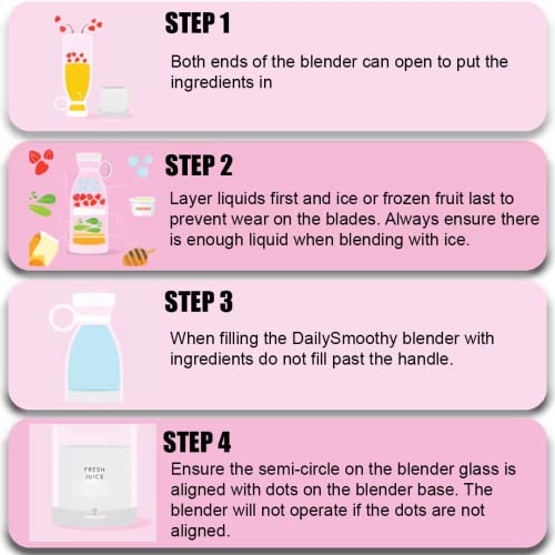 Portable Mini Blender for Fresh Juice, Smoothies, Shakes, Personal Blender with Rechargeable USB (Pink)