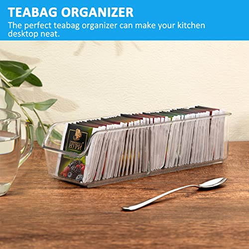 FUCDTEFC Tea Bag Organizer, Tea Bag Holder Box Storage Bin, Clear Tea Packet Plastic Drawer, Sugar Packet, Coffee, Condiment, Tea Spice Bag Holder for Kitchen Cabinet, Countertop, Fridge