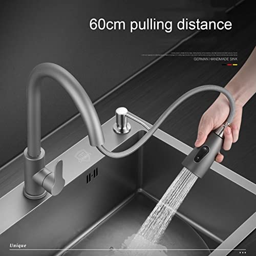 Kitchen Sink, 3 holes Nano Coating Bar Sink, Stainless Steel Workstation, Telescopic Drain Basket (Color : A, Size : 65 * 45cm)
