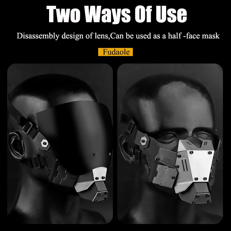 FUDAOLE Cyberpunk Commander Cosplay Mask,DIY Detachable Punk Mask,Perfect for Halloween,Parties,Masquerade,and Music Festivals Black