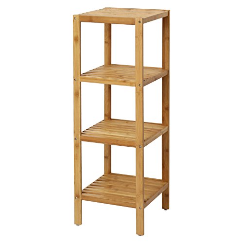 Peach Tree Bamboo Bathroom Shelf Stand Rack Kitchen Living Room Holder Plant Flower Stand Utility Storage Shelf (4-Tier)