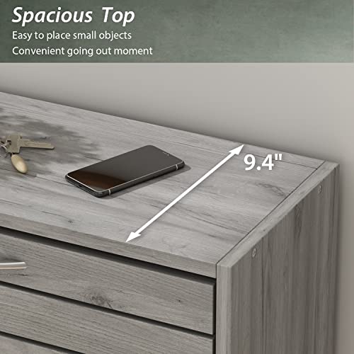 FUFU&GAGA Shoe Cabinet with 2 Flip Drawers for Entryway, Modern, Freestanding Rack Storage Organizer (22.4”W x 9.4”D x 29.5”H) (Light Grey)