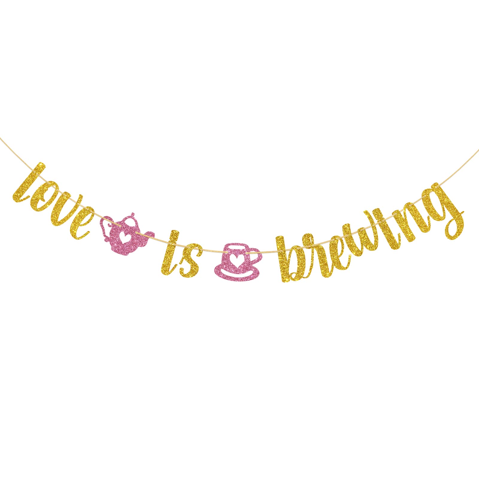 Dalaber Love is Brewing Banner for Wedding/Engagement/Bridal Shower/Bachelorette Tea Coffee Bar Decoration, Table Bunting Banner Sign Party Decorations