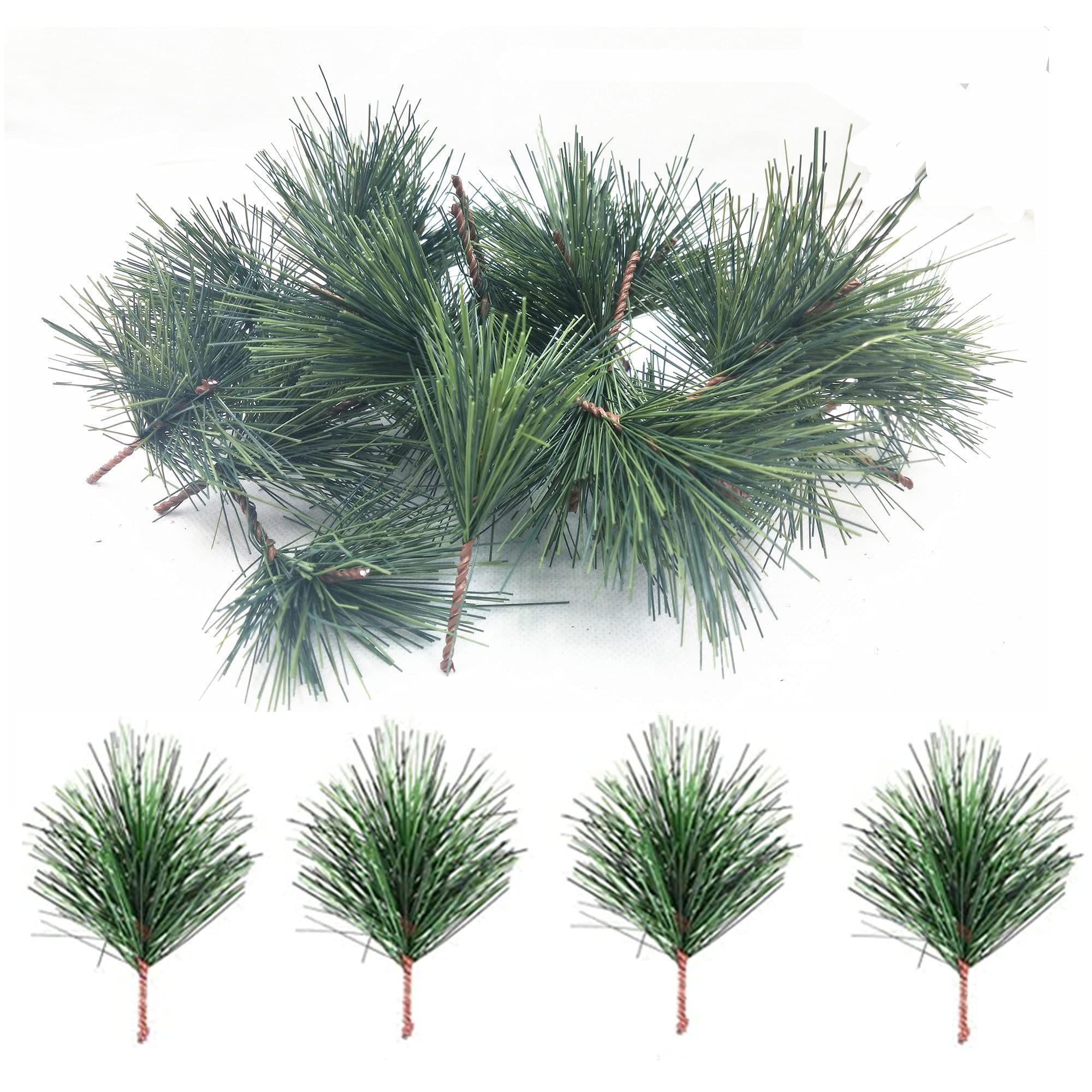 Jylucky 65 PCS Artificial Pine Needles Branches, Small Pine Twigs Greenery Plants Pine Leaves Needle for DIY Garland Wreath Christmas Thanksgiving Wedding Home Garden Decoration