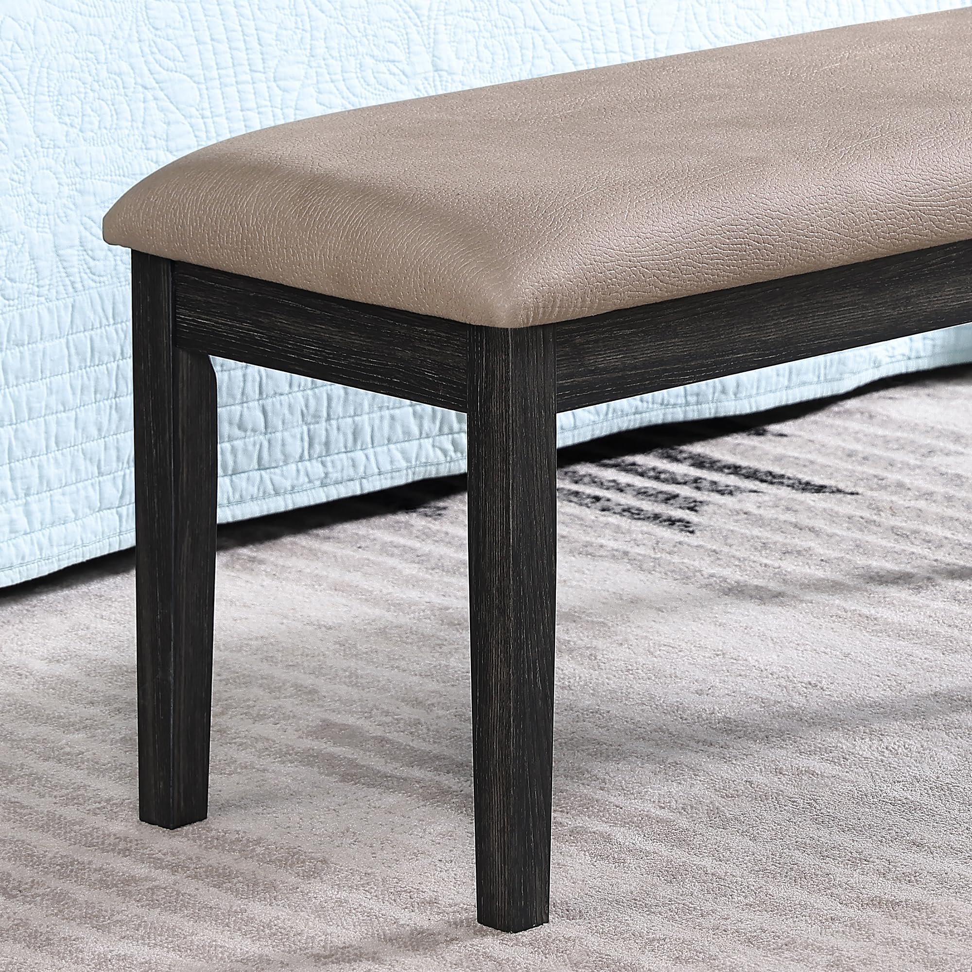 BAOMKONG Upholstered PU Leather Bench, Entryway Bench with Solid Wood Legs Comfy Thick Padded End of Bed Bench Footrest Stool for Kitchen Dining Bedroom Living Room, Light Brown