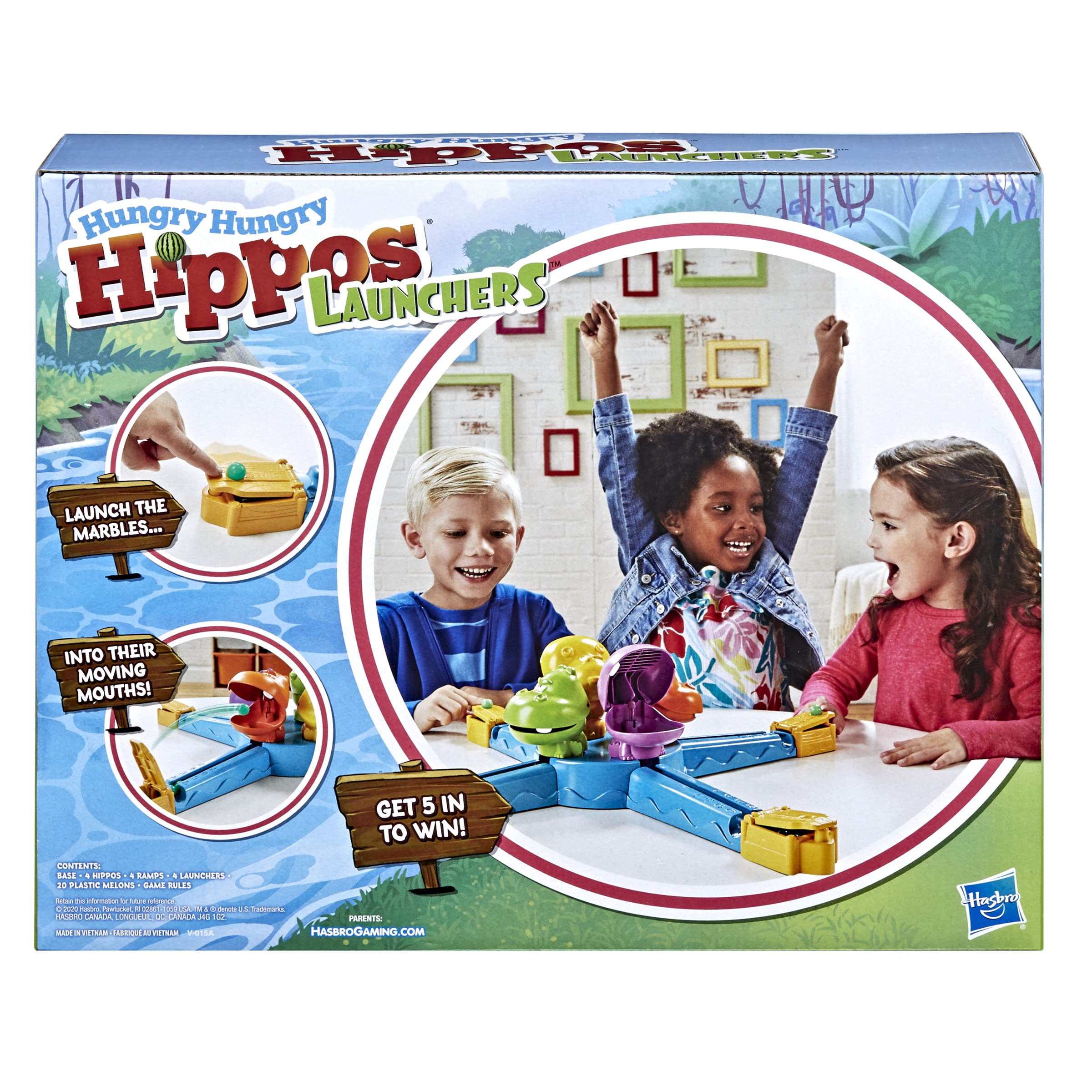 Hasbro Gaming Hungry Hungry Hippos Launchers Game for Kids Ages 4 and Up, Electronic Pre-School Game for 2-4 Players