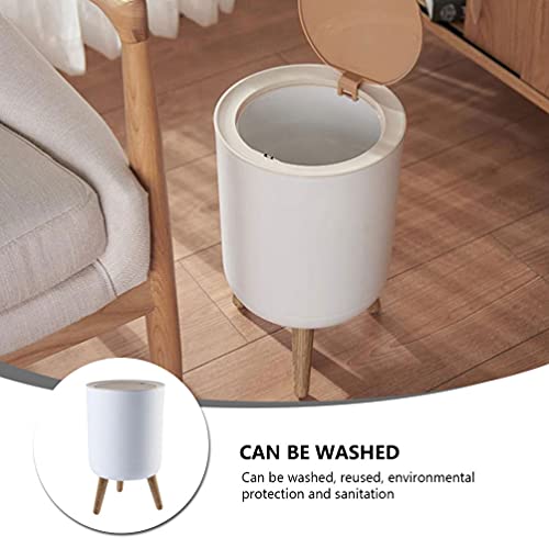 DOITOOL Trash Can Garbage Bin with Press Top Lid Modern Waste Basket Kitchen Waste Can Bucket for Kitchen Bathroom Bedroom Living Room Office White