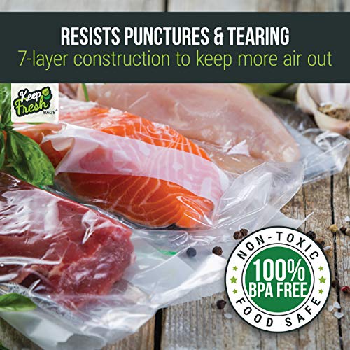 Keep Fresh Bags Vacuum Sealer Storage Bags (15β x 18β, 100 Count), 3.5mil Large Food Size Bags for Freezer, Sous Vide, or Bulk Storing, SF1518