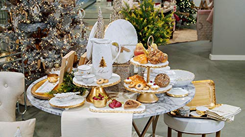 Mud Pie Gold Edge Marble Serving Board Set with Spreader, One Size, White