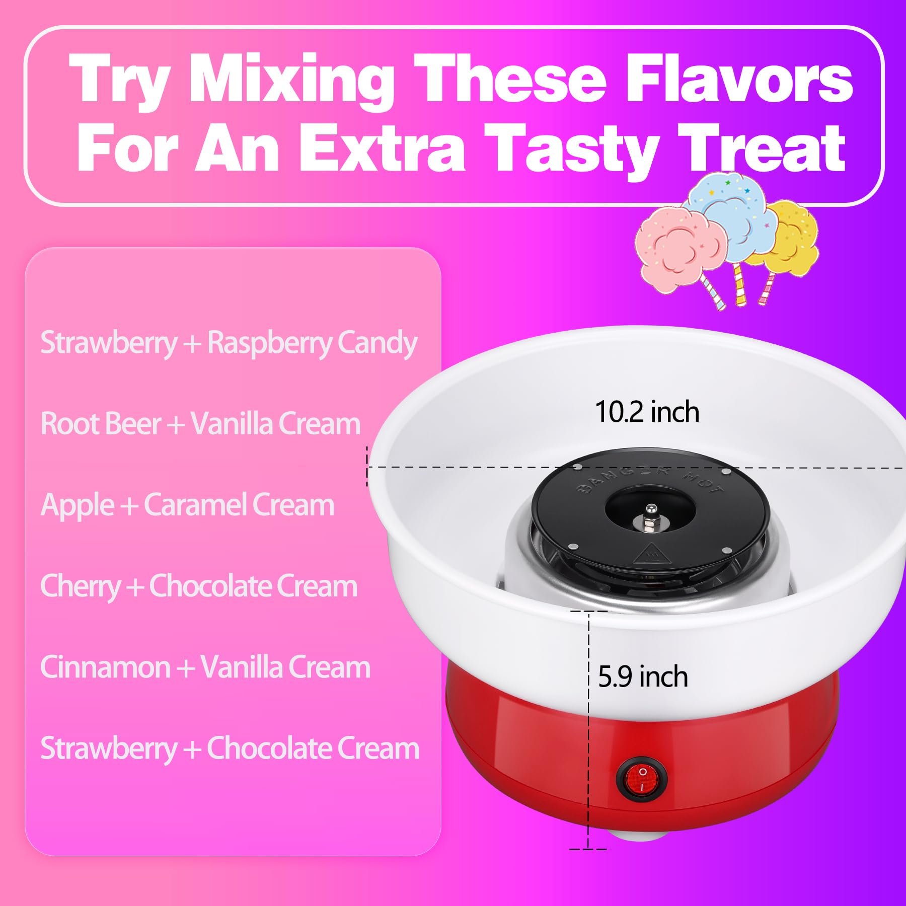 Cotton Candy Machine for Kids,Homemade Portable Cotton Candy Maker for Birthday, DIY, Party Gatherings,Christmas Halloween Gift
