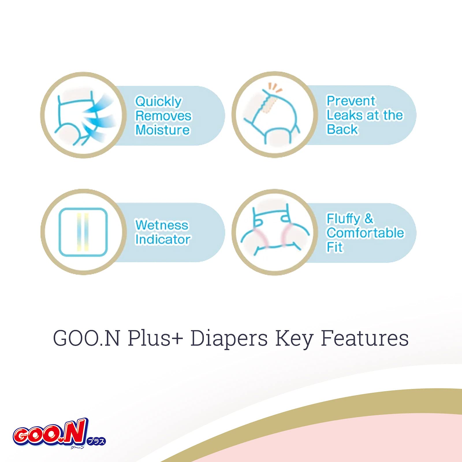 GOO.N Plus+ Diapers Newborn/XS Size (up to 11 lb) Unisex [6-Pack] 216 Count Tape Straps Sensitive Skin, Made in Japan