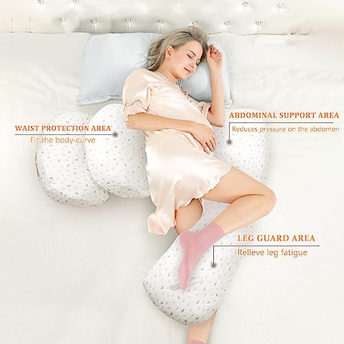 Pregnancy Pillows - Maternity Pillow with Adjustable and Removable Cooling Cover, Pregnancy Pillows for Sleeping - Support for Back, Legs, and Belly of Pregnant Women (Grey)