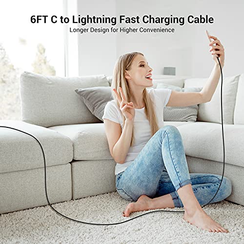 Elktry USB C to Lightning Cable MFi Certified, 3Pack 6FT Long iPhone 14 Charger Cord, Nylon Braided Fast Charging Cable, Compatible with iPhone 13/12 Pro Max/12/11 Pro/11/X/XS/XR/8 Plus/iPad - Black