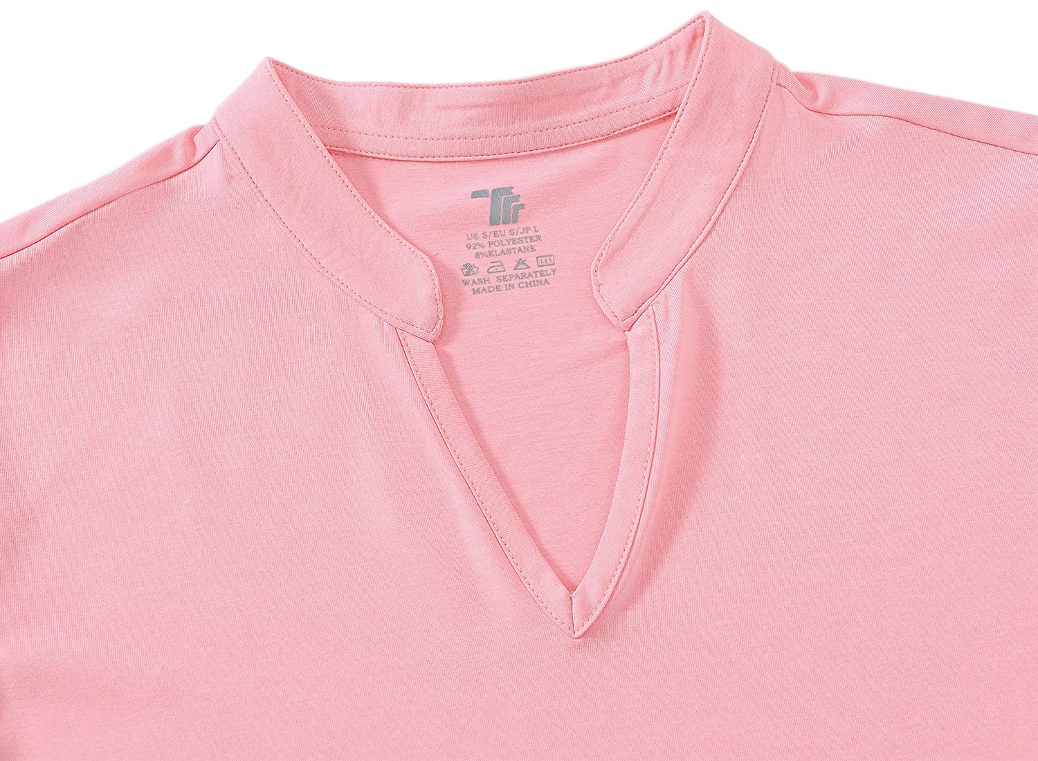 BGOWATU Women's Golf Polo T-Shirts Sleeveless V Neck Collarless Tennis Shirts UV Protection Quick Dry Lightweight Pink L