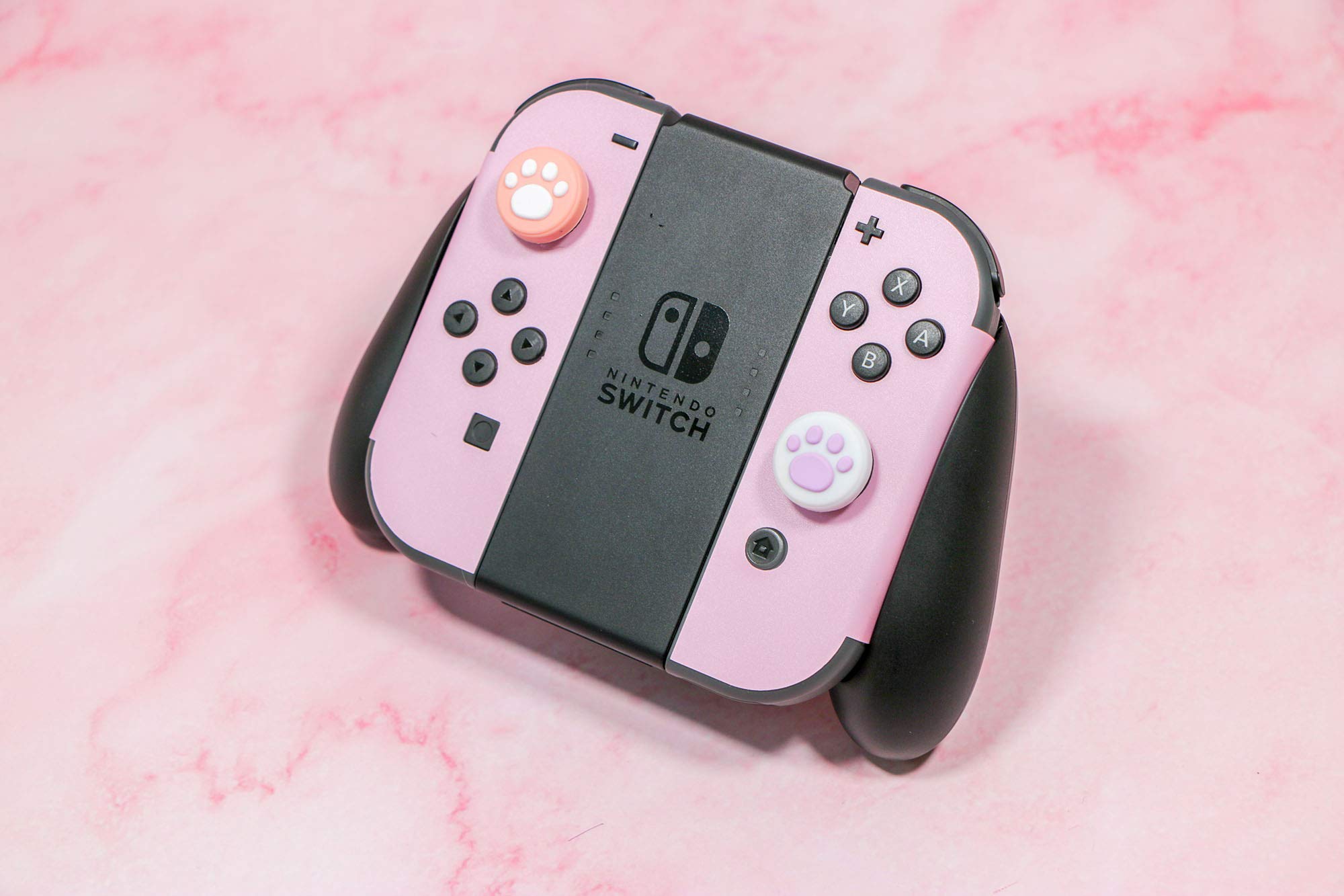 BelugaDesign Paw Thumb Grip Caps | Compatible with Nintendo Switch Lite OLED | Cute Kawaii Animal Joystick Cap, Soft Silicone Cover for Controller | Pack of 4 (Pink Purple)