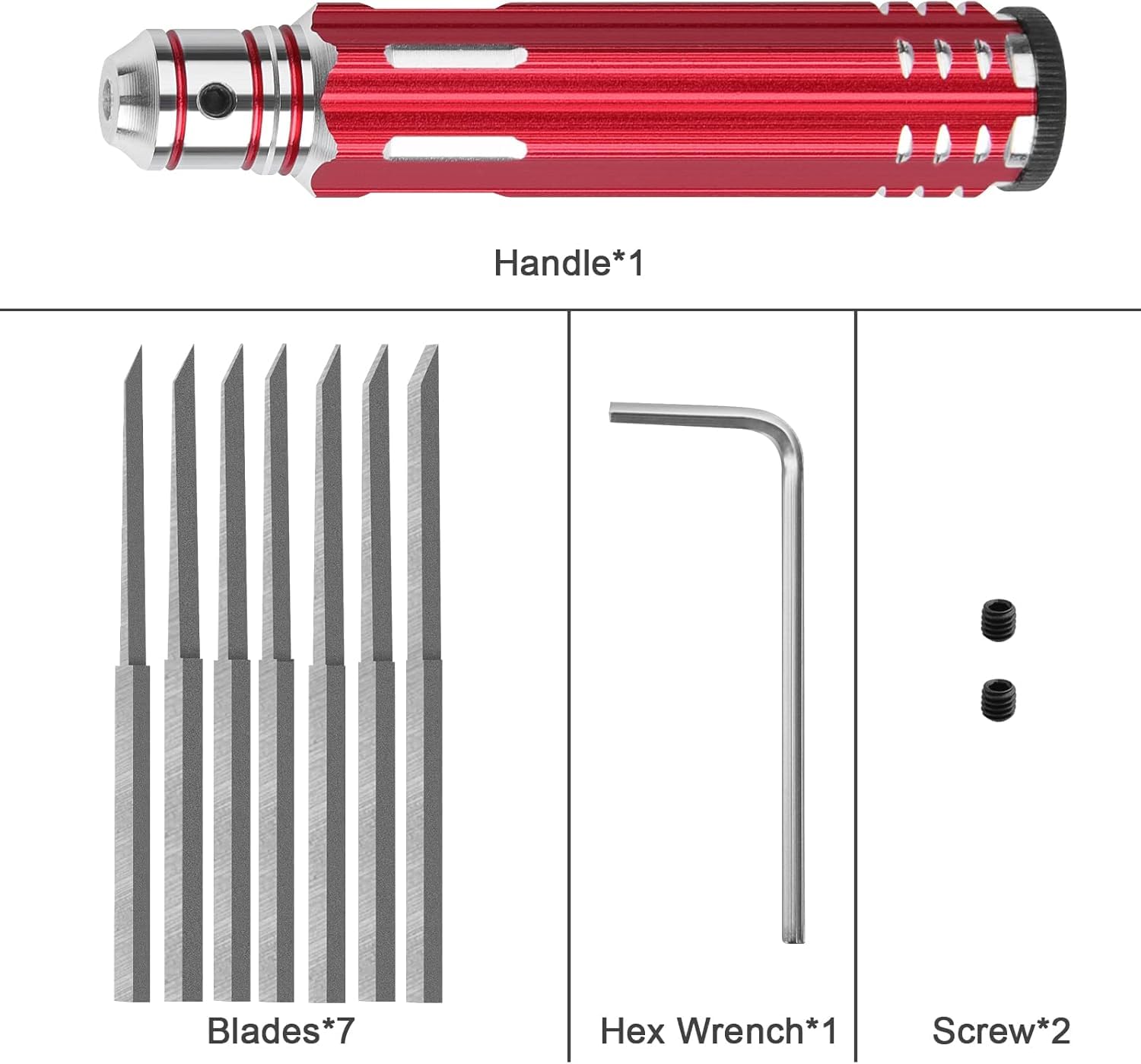 Craznick 7 In 1 Prime Model Scriber with 7 Blades Gundam Resin Carved Scribe Line Cutting Tool Chisel (0.1/0.2/0.4/0.6/0.8/1.0/2.0mm) Red