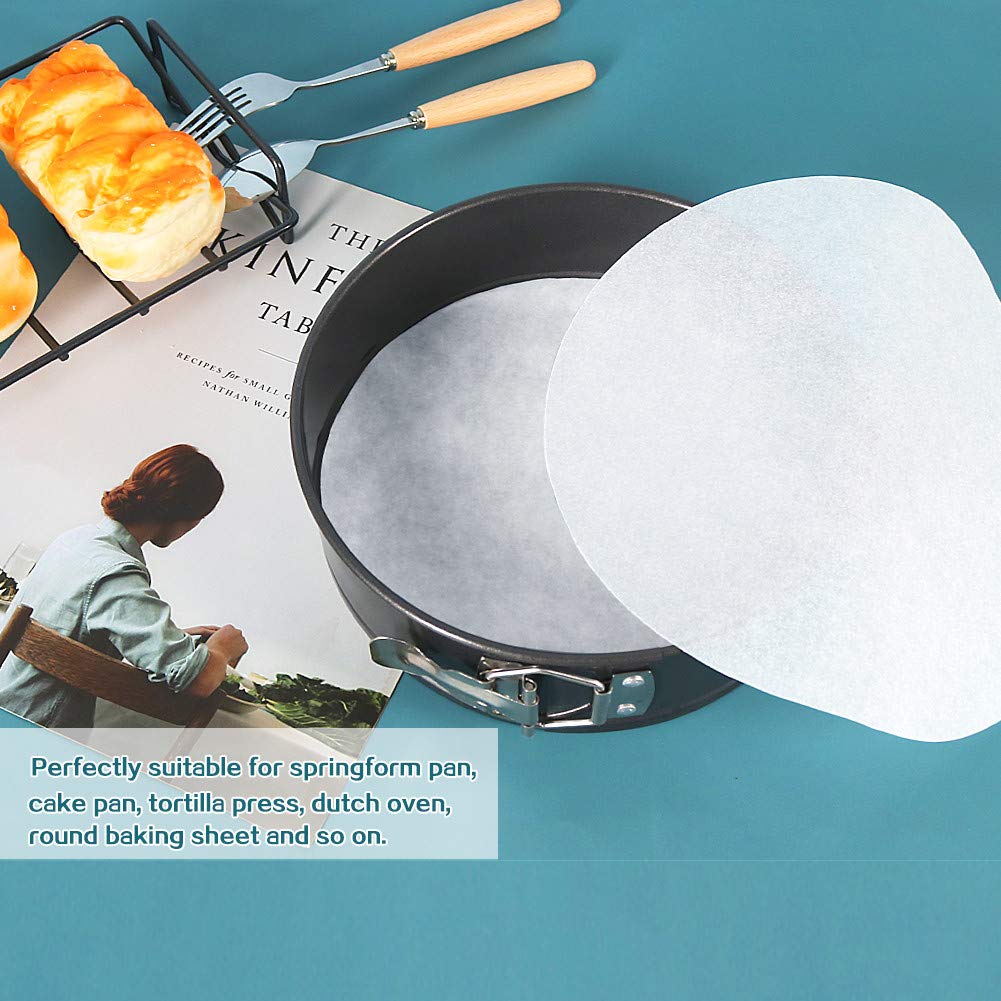 Baking Parchment Circles, Set of 100, 9 Inch Non Stick Round Parchment Paper for Springform Cake Tin, Toaster Oven, Microwave and so on