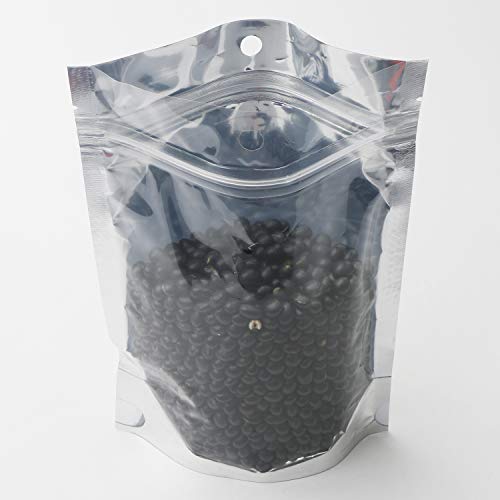 Ellbest 100Pcs Stand Up Clear Silver Zip Lock Resealable Aluminum Mylar Foil Plastic Packaging Bag for Food Beans Coffee Cookie 5.5x7.5 inch