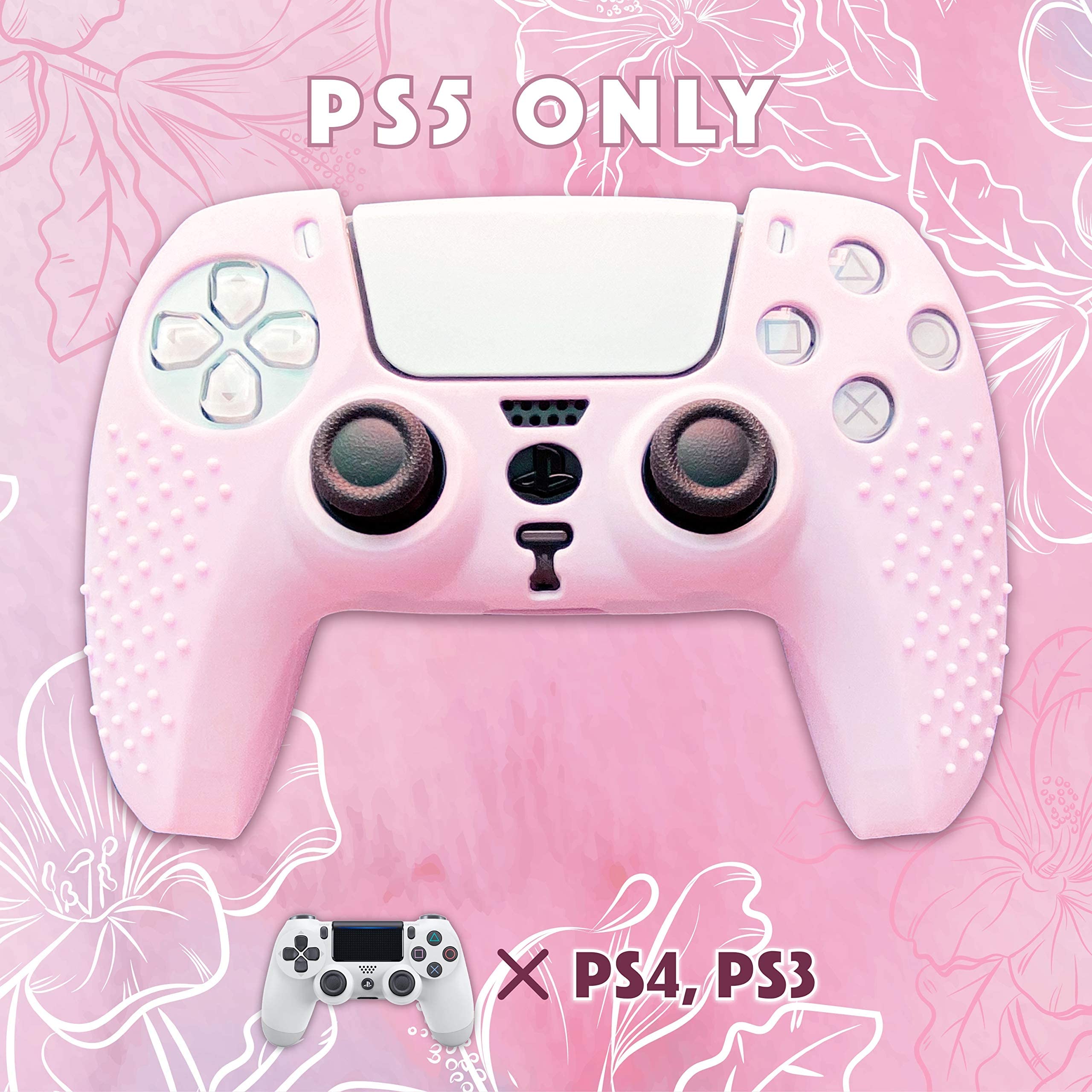 BelugaDesign Pastel PS5 Controller Cover | Cute Soft Sleeve Case Skin Shell with Anti-Slip Textured Grip | Compatible with Sony PS5 DualSense Controller (Light Pink)