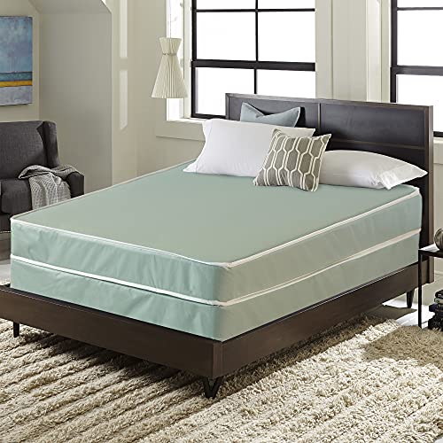 Mattress Comfort, 8-Inch Firm Double Sided Tight top Waterproof Vinyl Innerspring Mattress & 8" Wood Box Spring Set, Full XL
