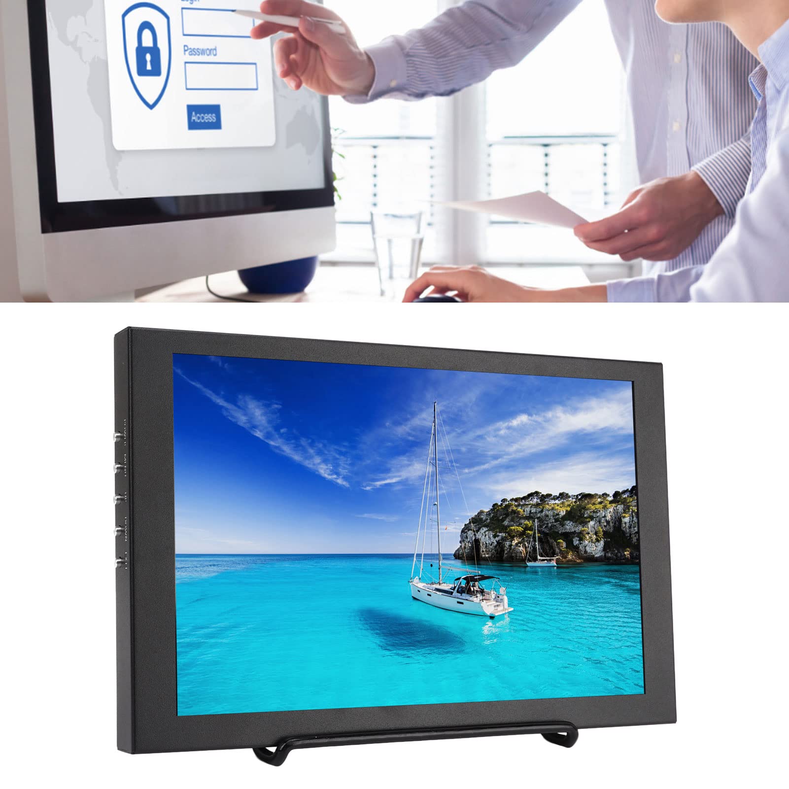 CCYLEZ 10.1in Capacitive Display, 1280x800 HD Portable Touch Screen Monitor with M4, Menu Function, Built in Speaker, Support HD Multimedia VGA Interface for Home Car Bedroom