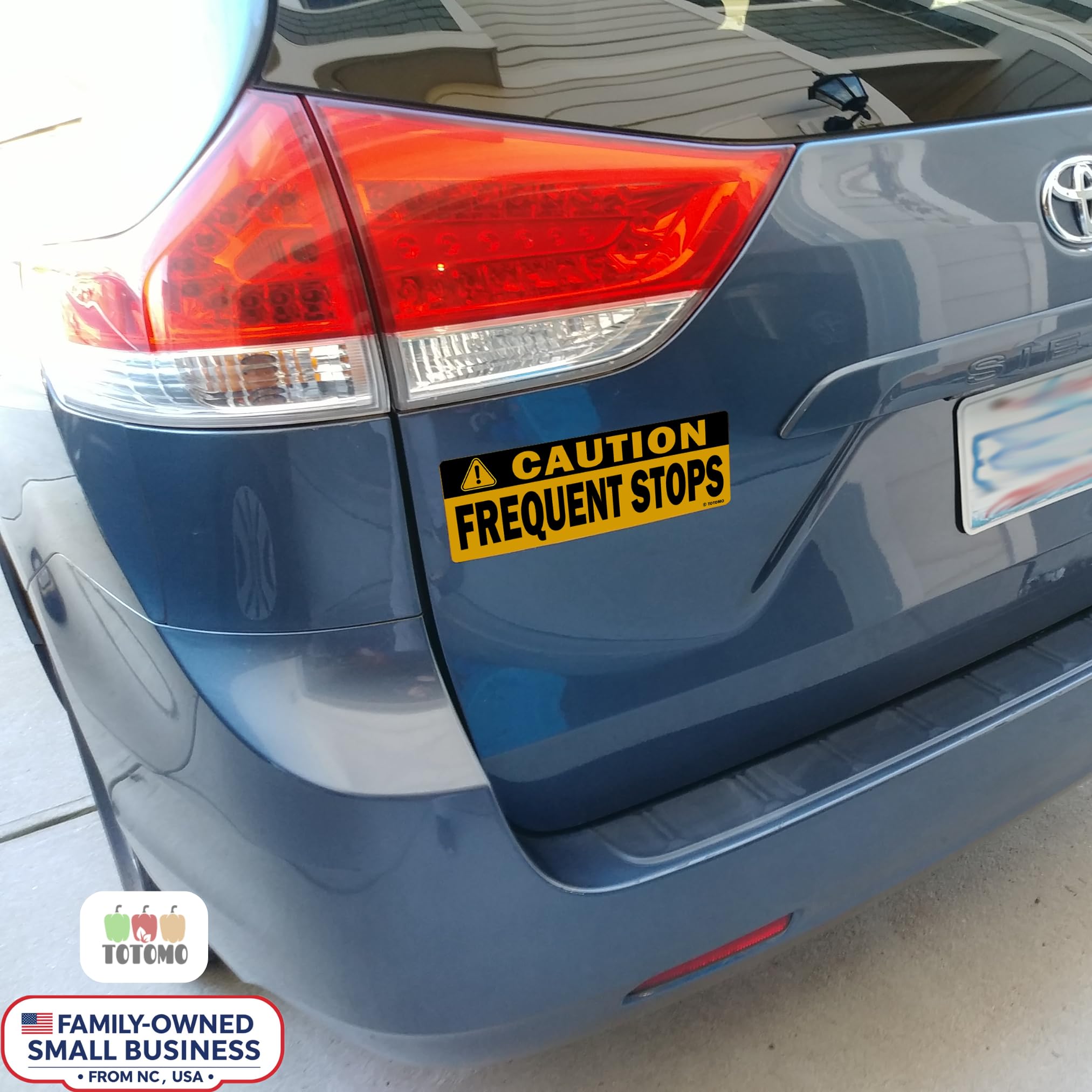 TOTOMO Caution This Vehicle Makes Frequent Stops Magnet 10"X3.5" Reflective Magnetic Safety Warning Sign Sticker for Carrier delivery Car Amazon Flex Driver (2 Pack)