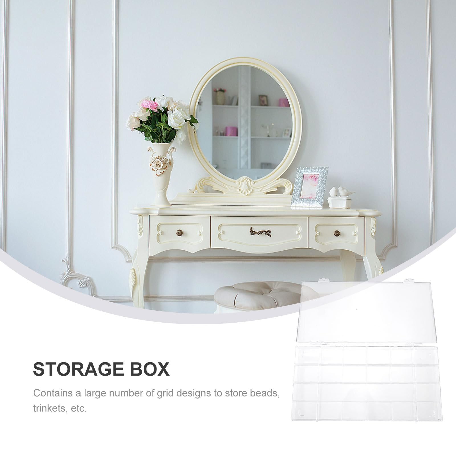 FOMIYES 1Pcs Nail Art Tip Storage box Nail Charm Storage Organizer Transparent False Nail Container Plastic Bead Storage Case with Movable Dividers for Small Earring Jewelry Craft