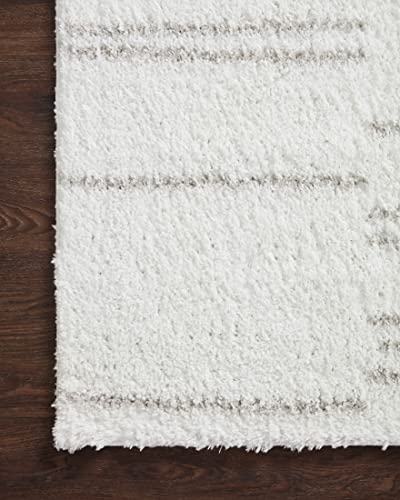 Loloi II Bliss Shag Collection BLS-02 White/Grey 5'-3" x 7'-6" Area Rug