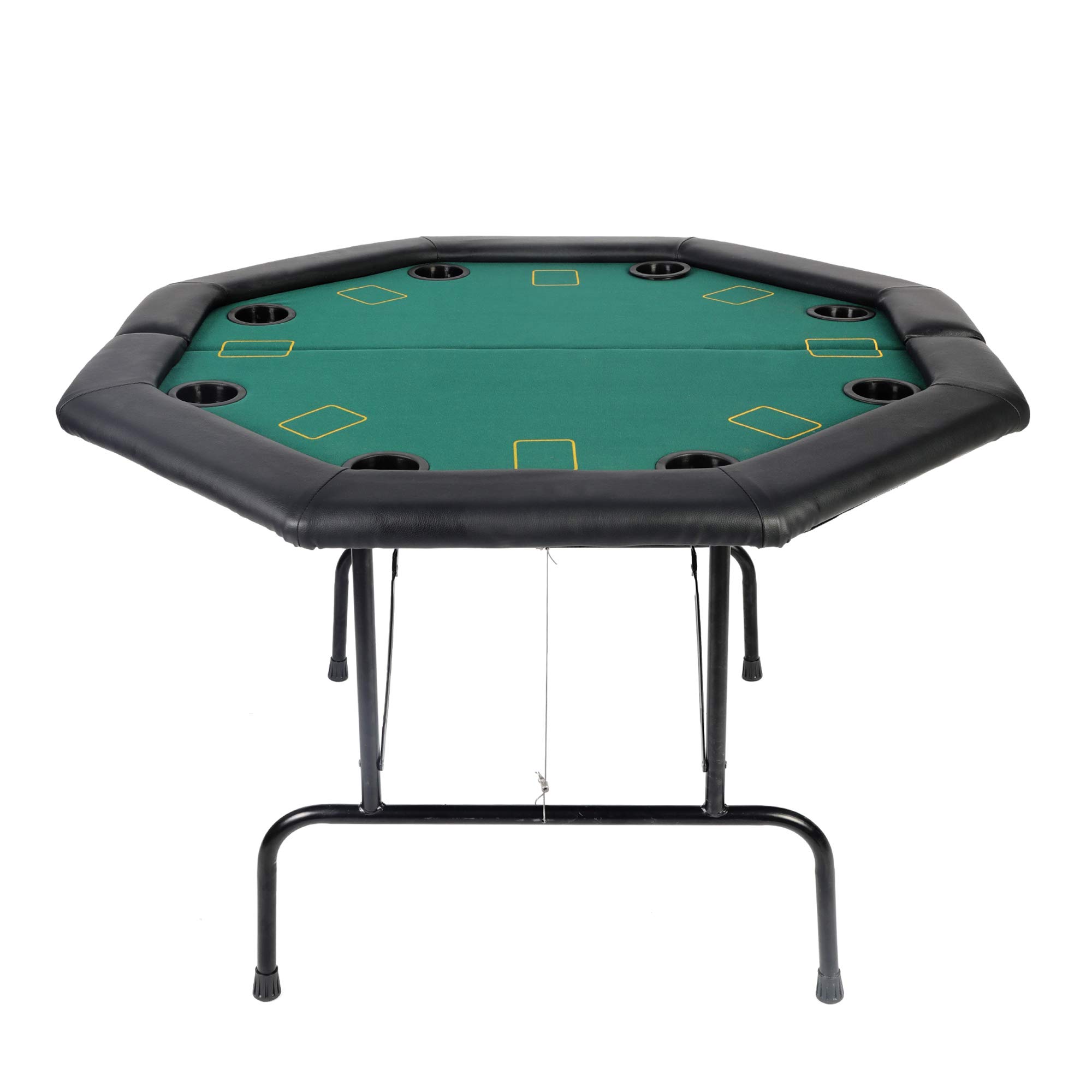 KARMAS PRODUCT Poker Table Folding Texas Holdem Casino Leisure Game Octagonal Table with Cup Holder 8 Player -Green