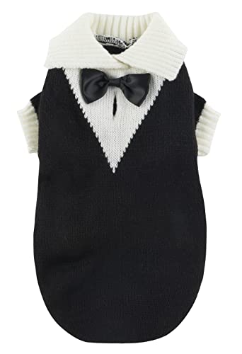 Dog Tuxedo Bow Tie Wedding Party Suit, Dog Wedding Clothes Sweater for Dogs X-Large (XL) Size 20" Back Length