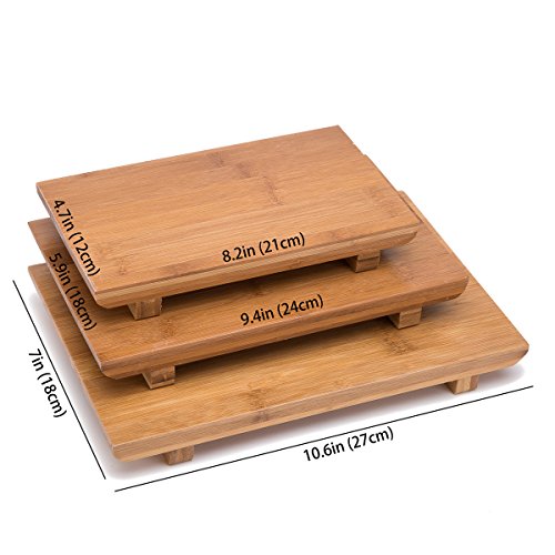 THY COLLECTIBLES Sashimi Sushi Bamboo Serving Geta Plate - Japanese Style Tableware Bamboo Sushi Board Cutting Tray (L10.6 x W7)
