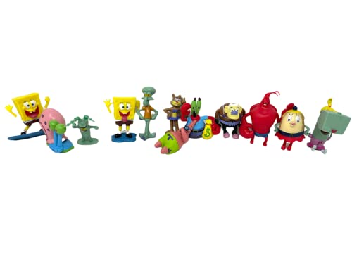 Dom-Dom Exclusive 12 Pcs Spongebob Squarepants Action Figures Set and Cake Toppers - Best Spongebob Squarepants Party Supplies -Spongebob All Bikini Bottom Toys
